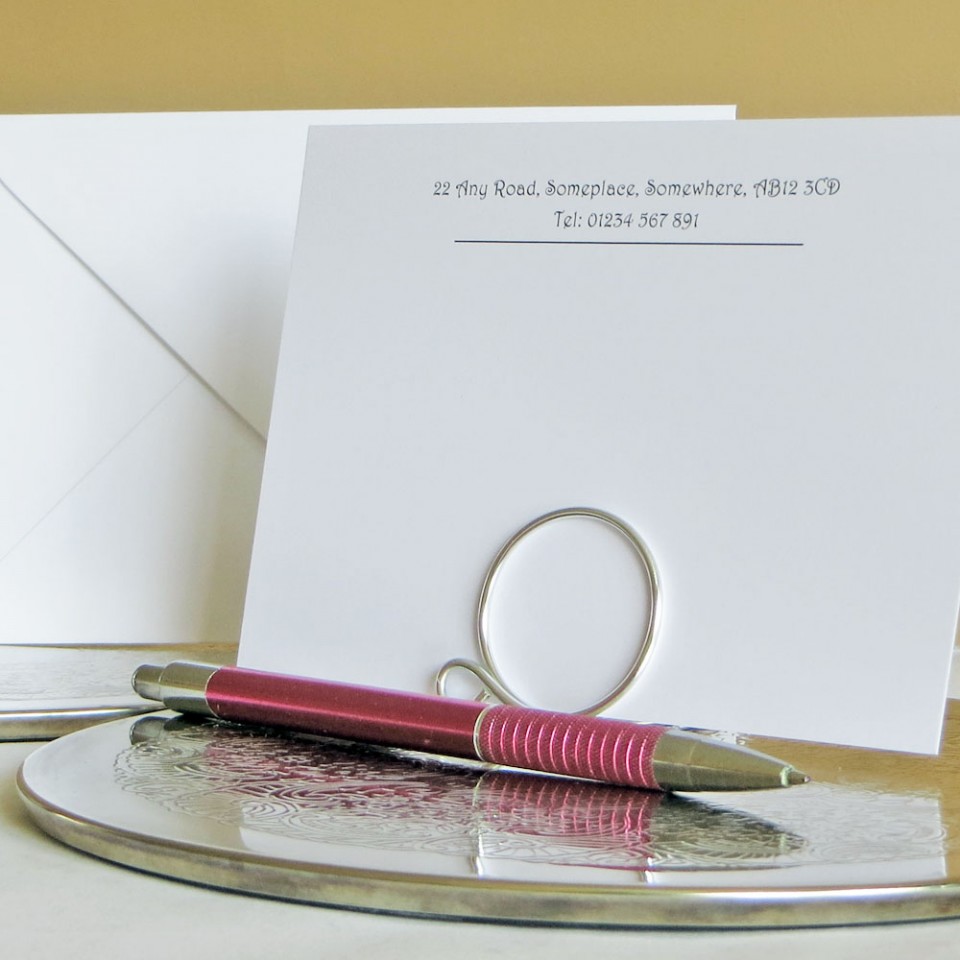 Personalised Correspondence Cards With Colour Co ordinated Envelopes