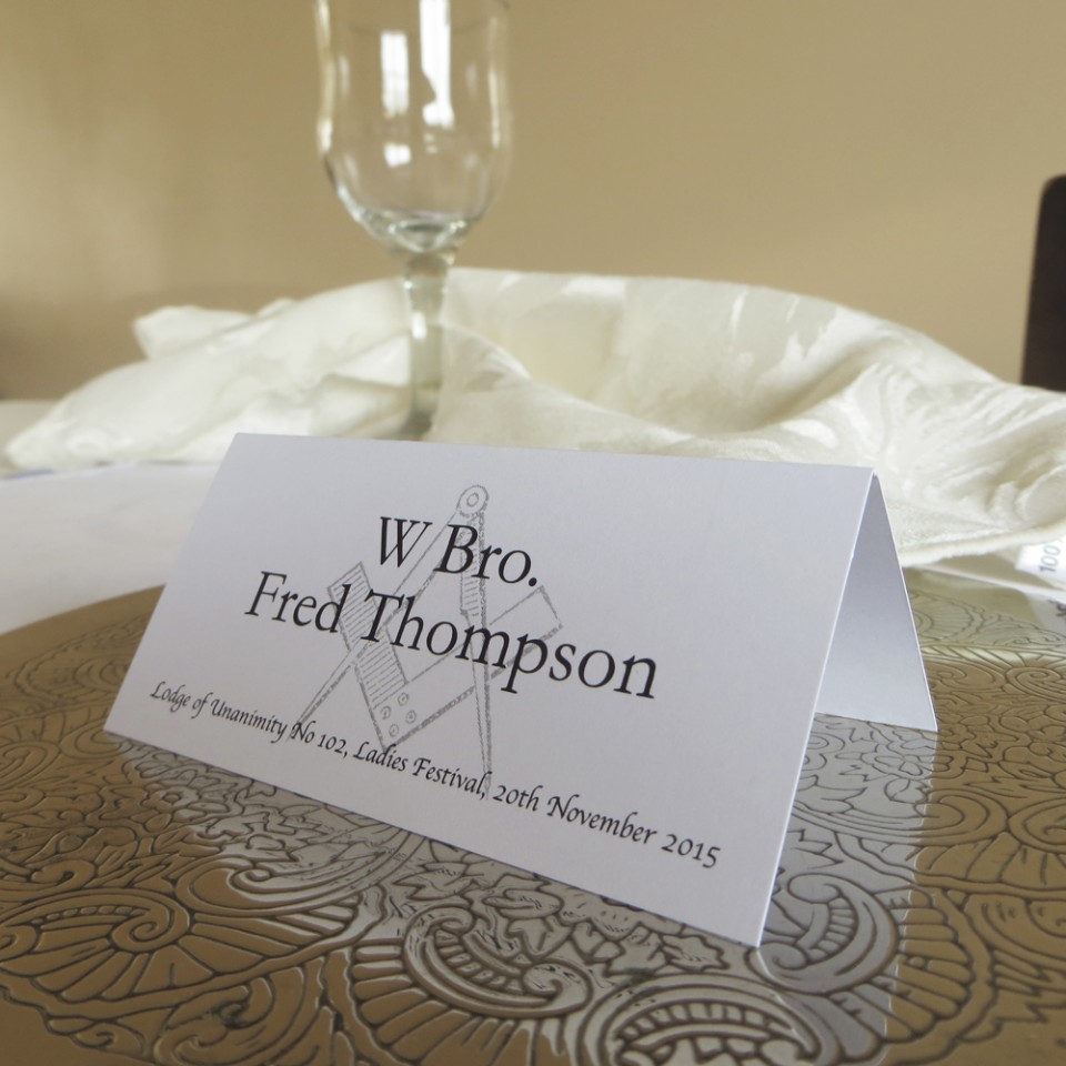 Personalised Masonic Place Cards