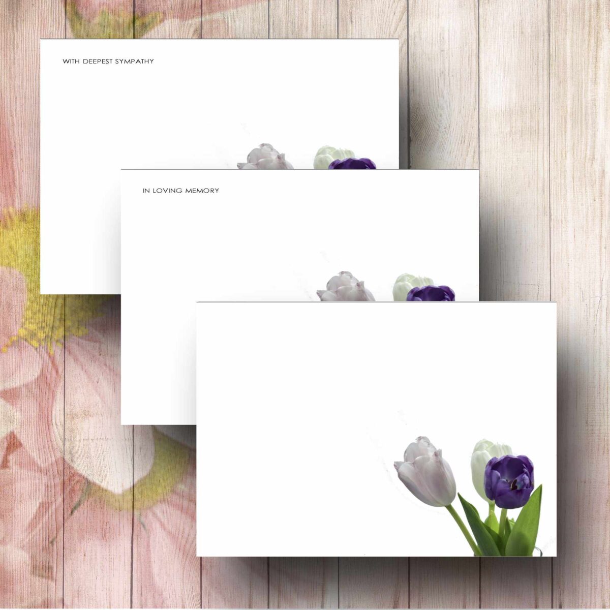 Corner Tulips Funeral Floral Message Cards (Large)