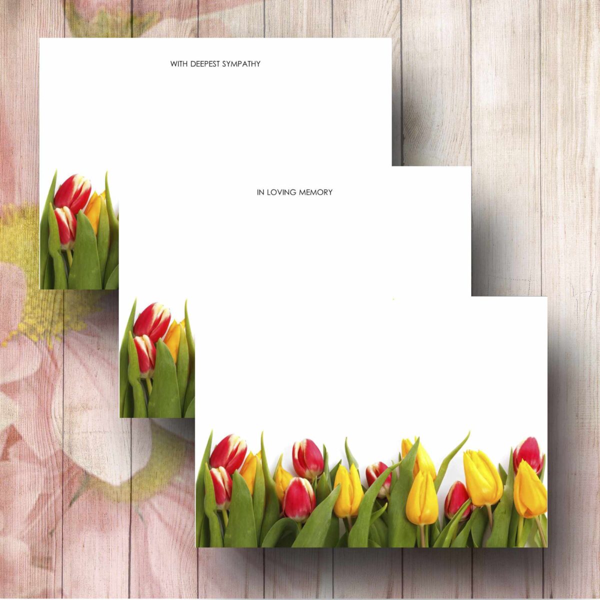 Bottom Tulip Border Funeral Floral Message Cards