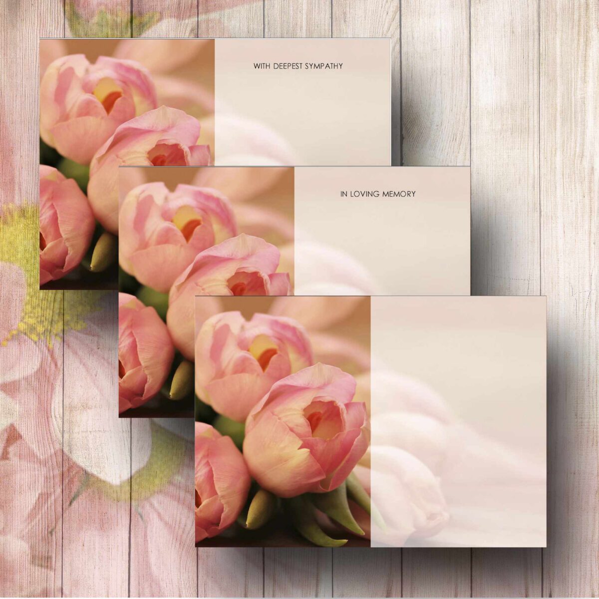 Beautiful Blush Tulips Funeral Flower Message Cards