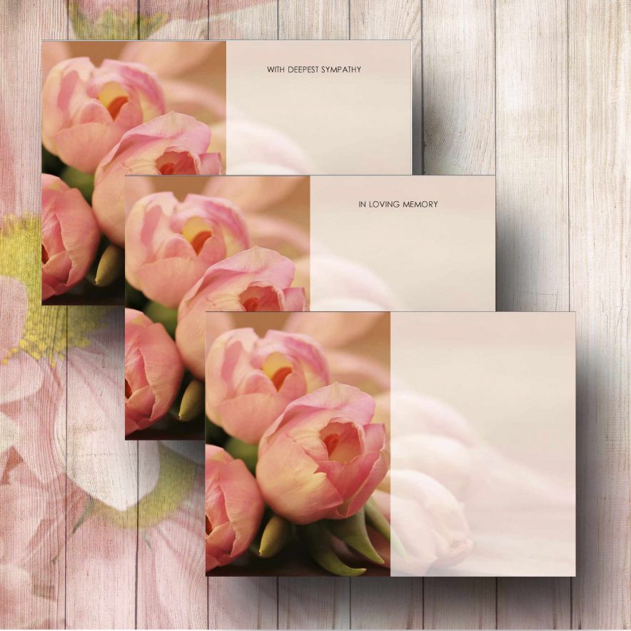 Beautiful Blush Tulips Funeral Flower Message Cards
