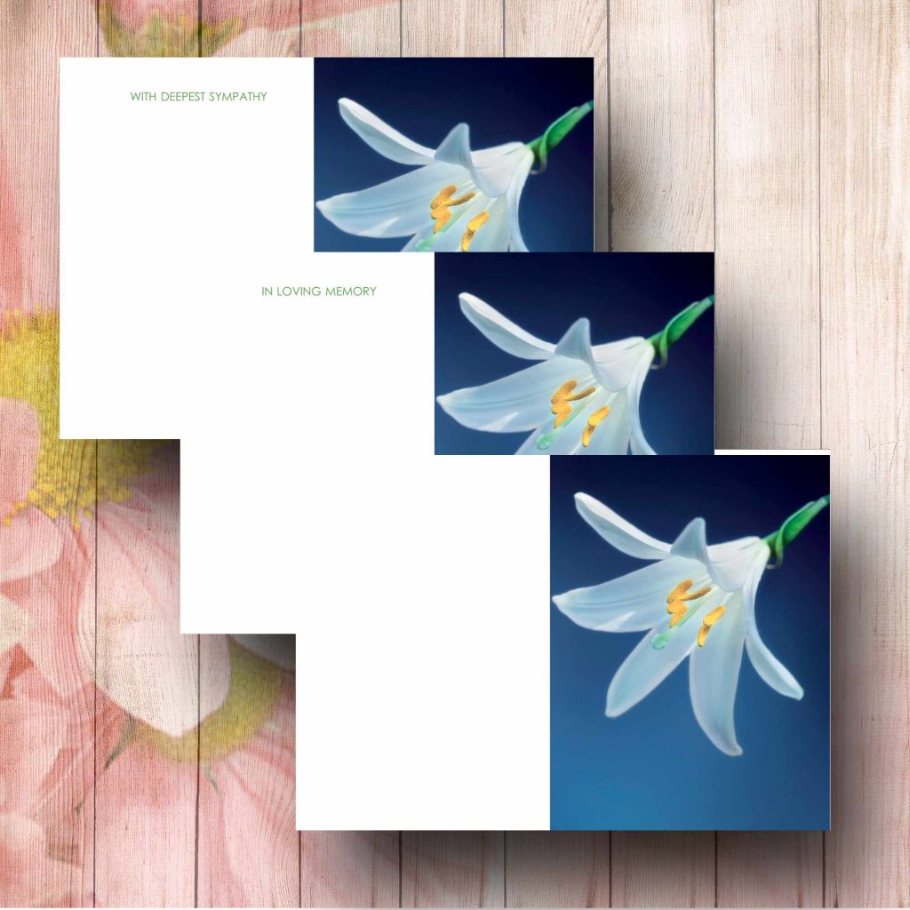 Delicate Lily Flower Funeral Floral Message Cards
