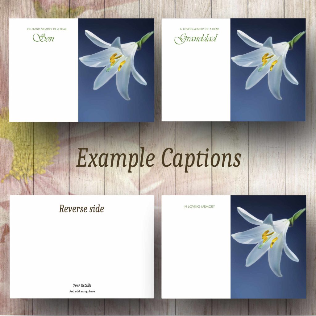 Delicate Lily Flower Funeral Floral Message Cards