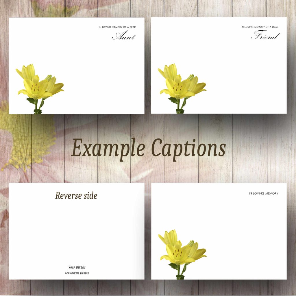Yellow Lilly Flower Funeral Floral Message Cards (Large)