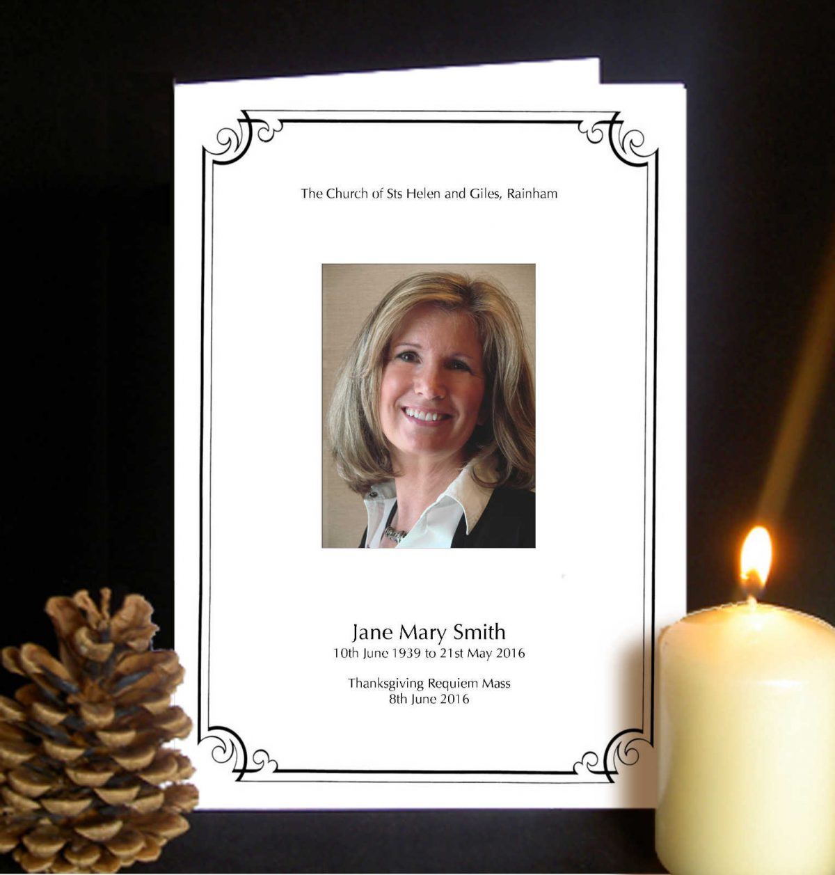 Funeral Order of Service Border Design With a Central Photo