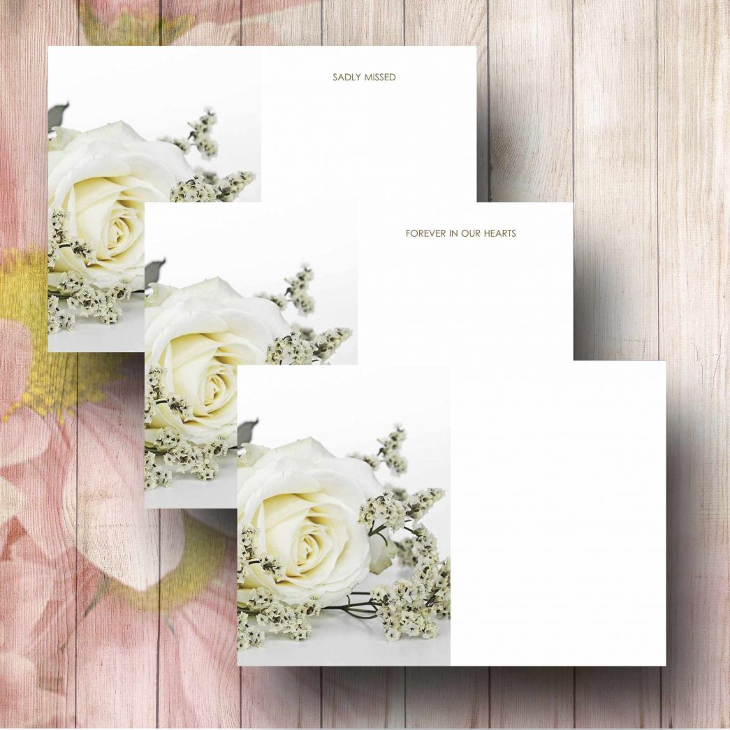 Beautiful White Rose Florist Funeral Cards Large Size