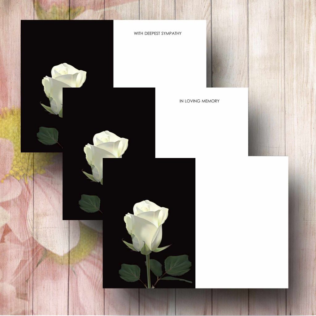 Single White Rose Florist Funeral Cards Large Size