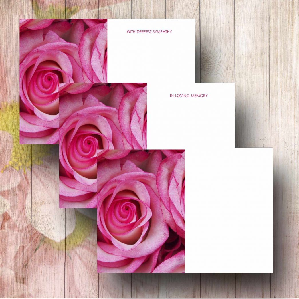 Beautiful Pink Roses Funeral Florist Cards Large Size
