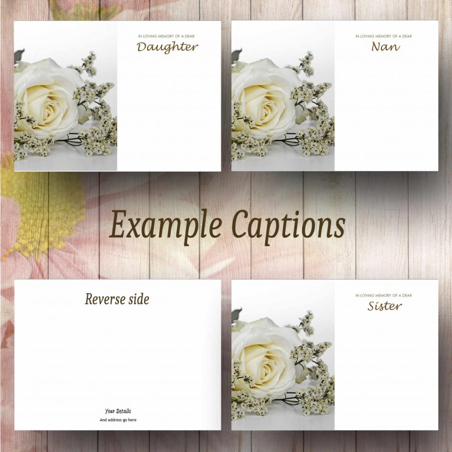 Beautiful White Rose Florist Funeral Cards Large Size