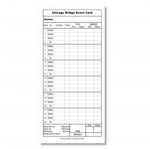 Chicago Bridge Score Cards. Pack of 50 Double sided