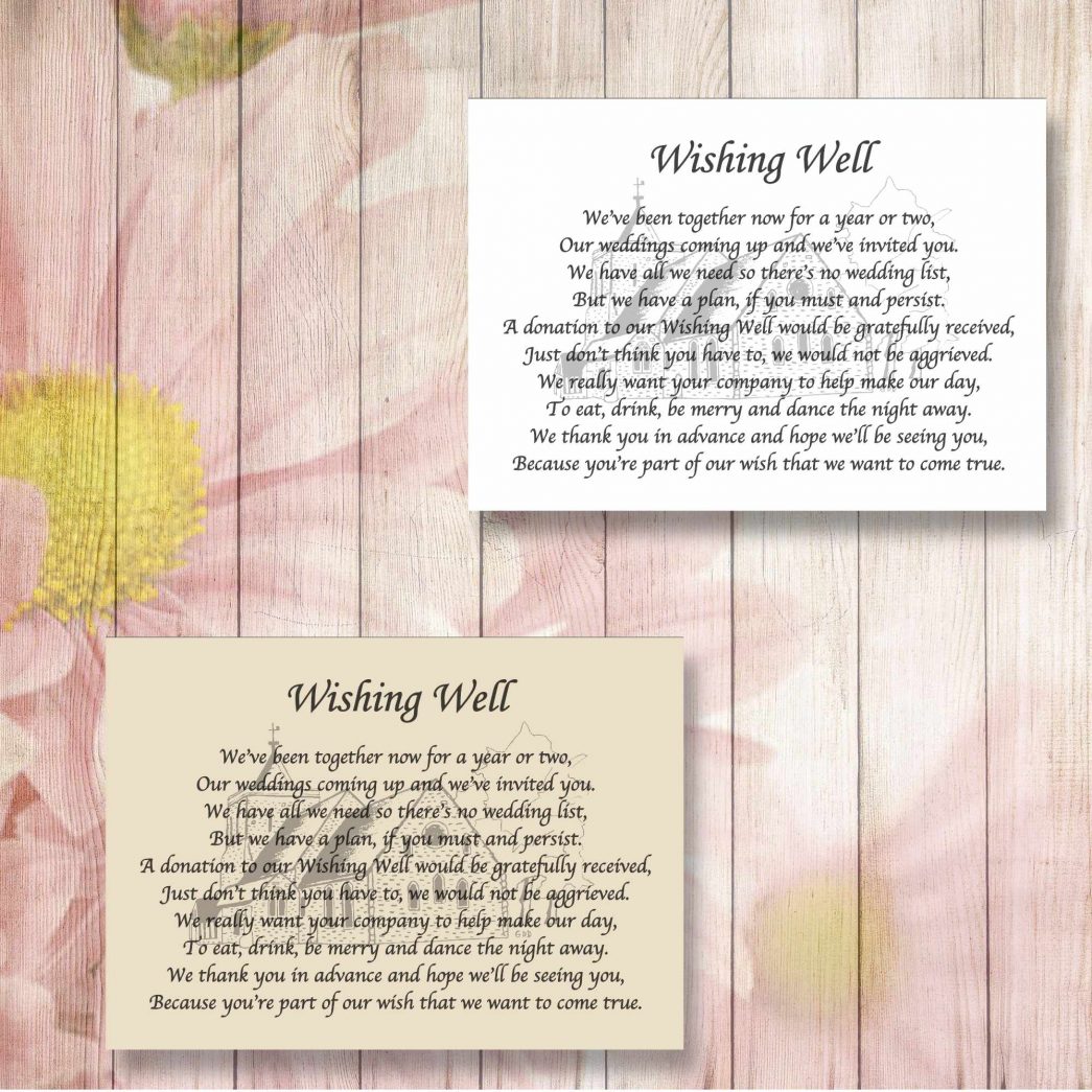 Small, Simple Wishing Well Cash Gift Poem Cards