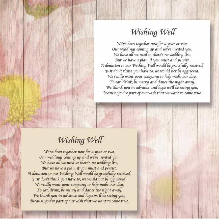 Small, Simple Wishing Well Cash Gift Poem Cards