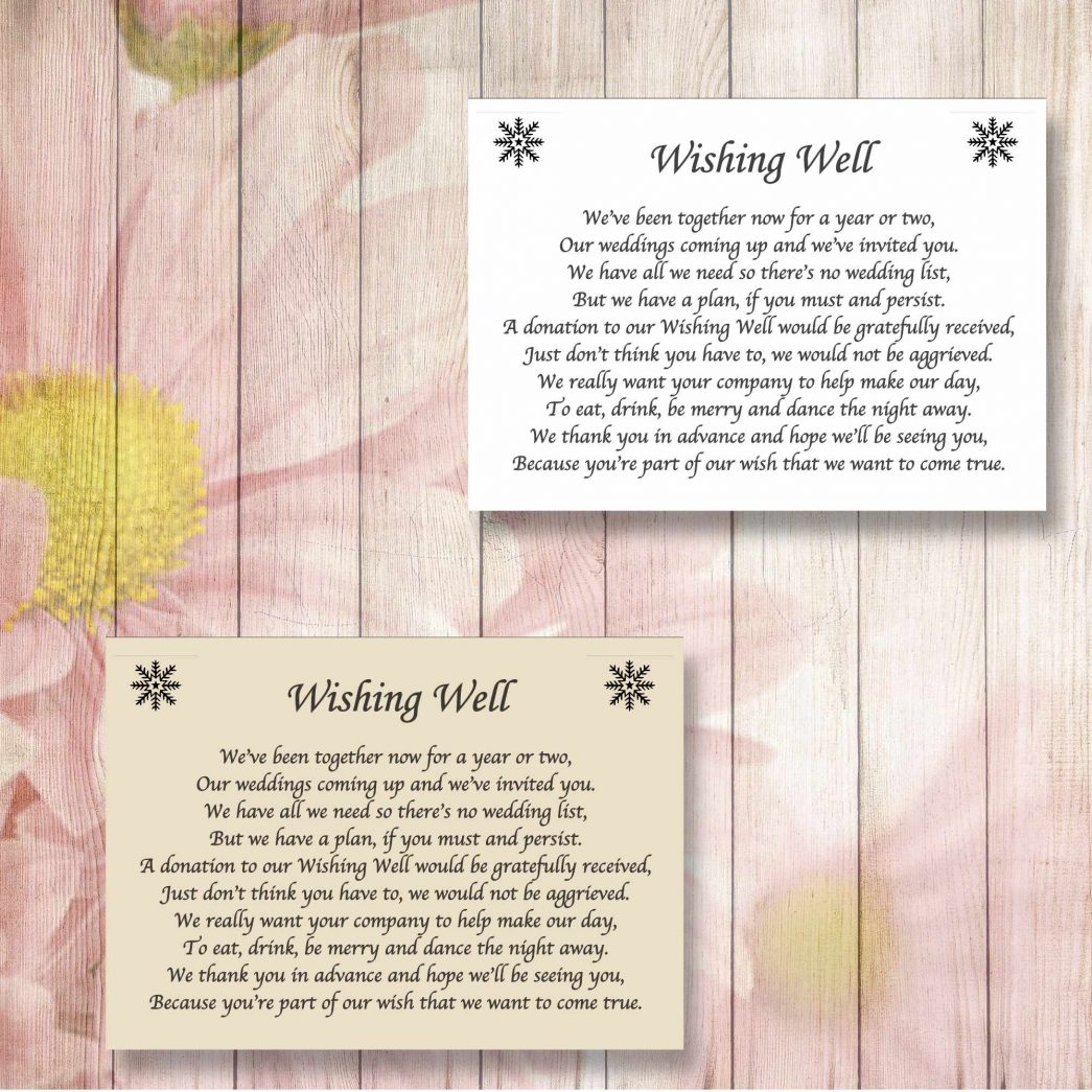 Small, Simple Wishing Well Cash Gift Poem Cards