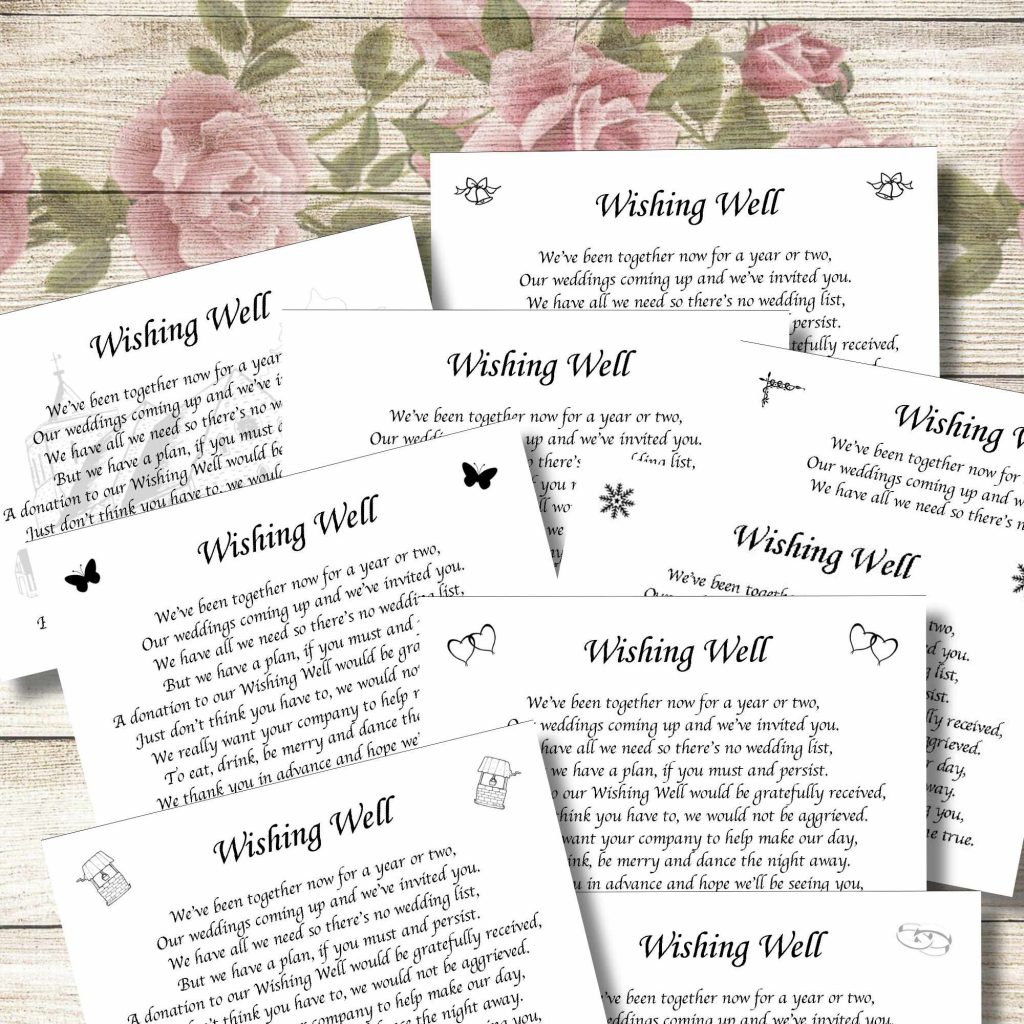 Small, Simple Wishing Well Cash Gift Poem Cards